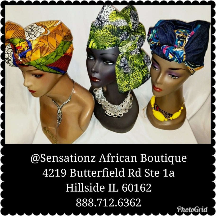 Custom African Head Wrap | SENSATIONZ AFRICAN BOUTIQUE